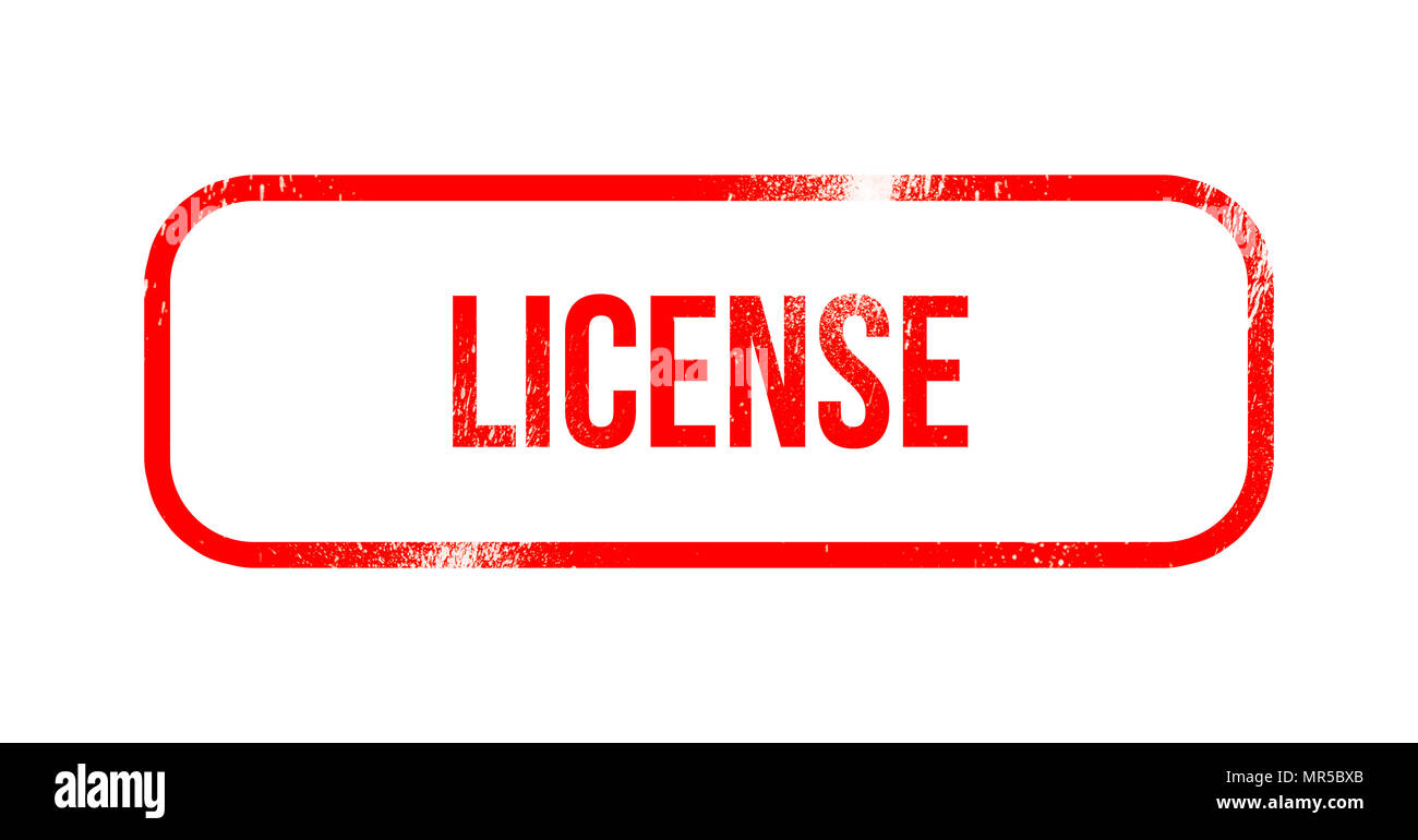 license - red grunge rubber, stamp Stock Photo - Alamy