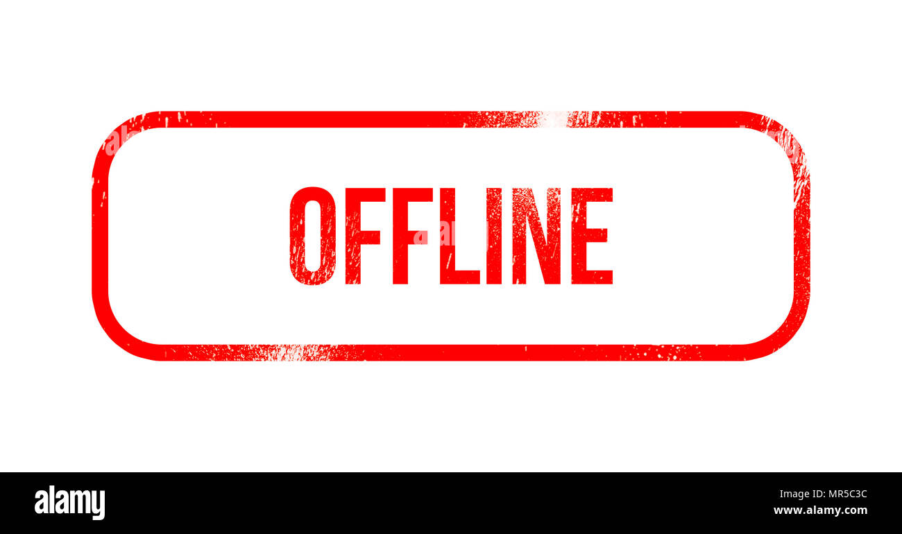 Offline - red grunge rubber, stamp Stock Photo - Alamy