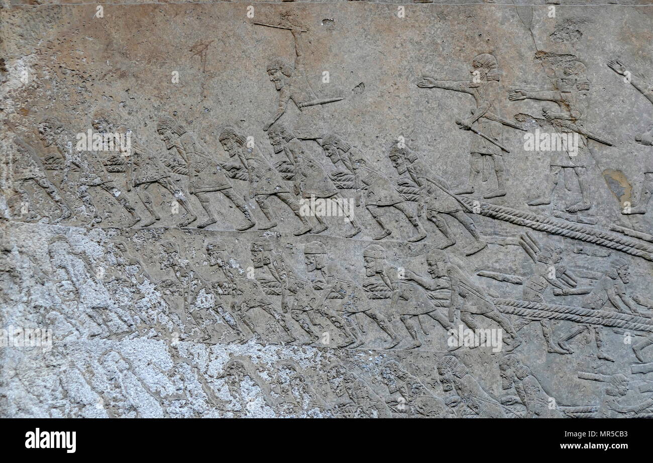 Assyrian wall relief from sennacheribs palace hi-res stock photography ...