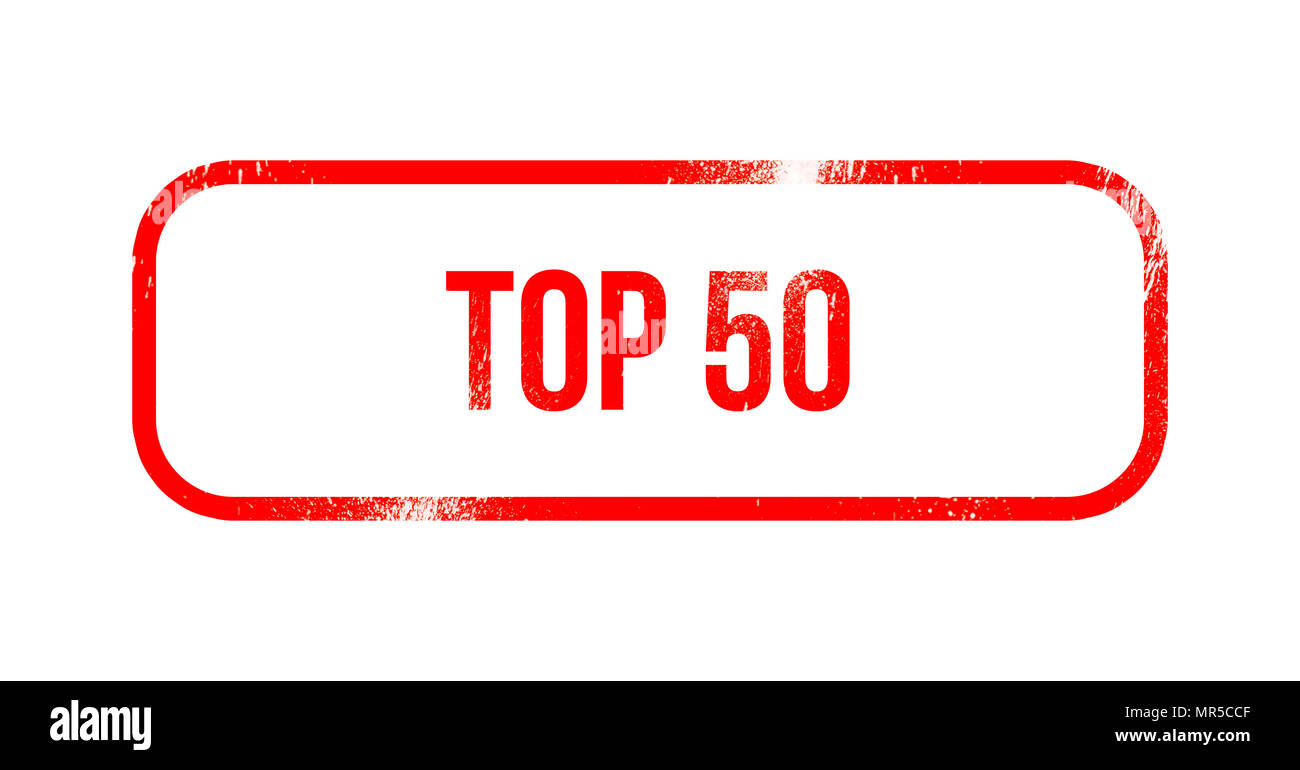top 50 - red grunge rubber, stamp Stock Photo - Alamy