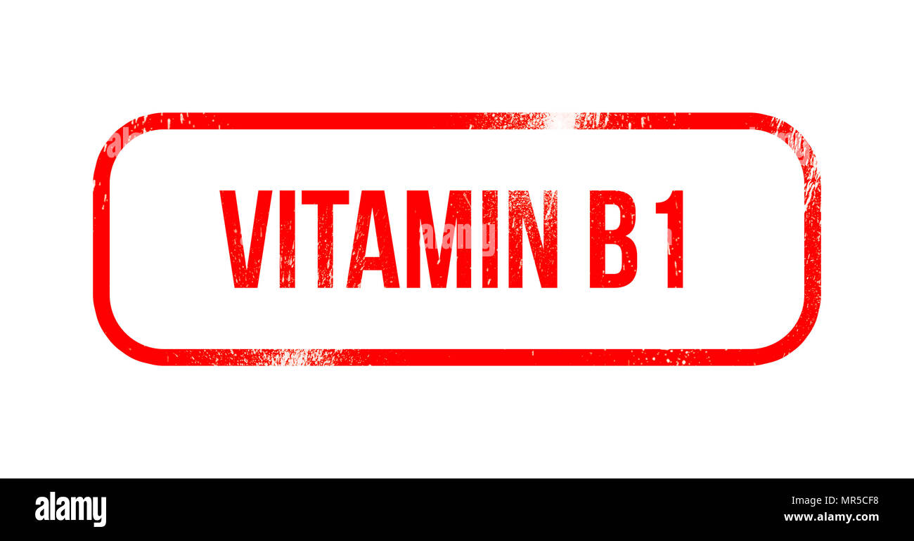 Vitamin B1 - red grunge rubber, stamp Stock Photo - Alamy