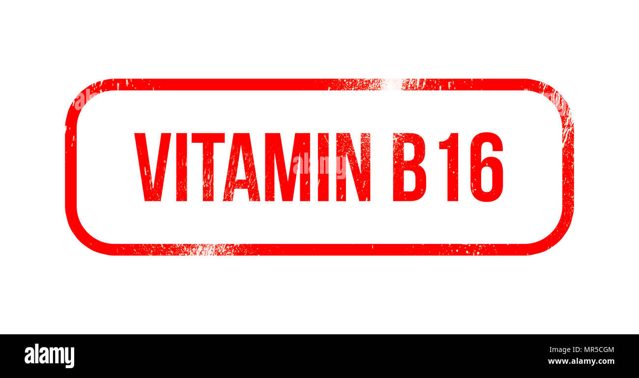 Vitamin B16 - red grunge rubber, stamp Stock Photo - Alamy