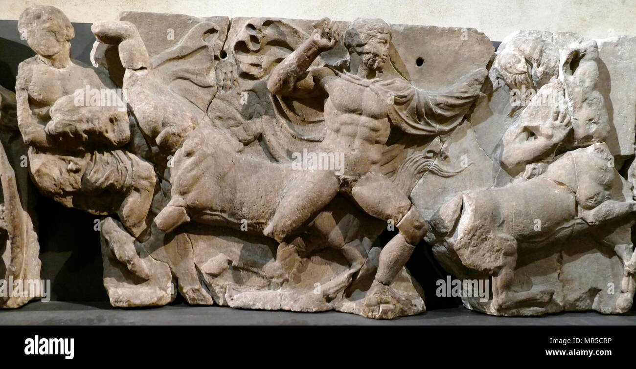The Bassae Frieze comprises a series of relief marble sculptures from ...