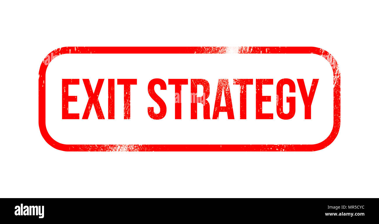 Exit strategy - red grunge rubber, stamp Stock Photo - Alamy