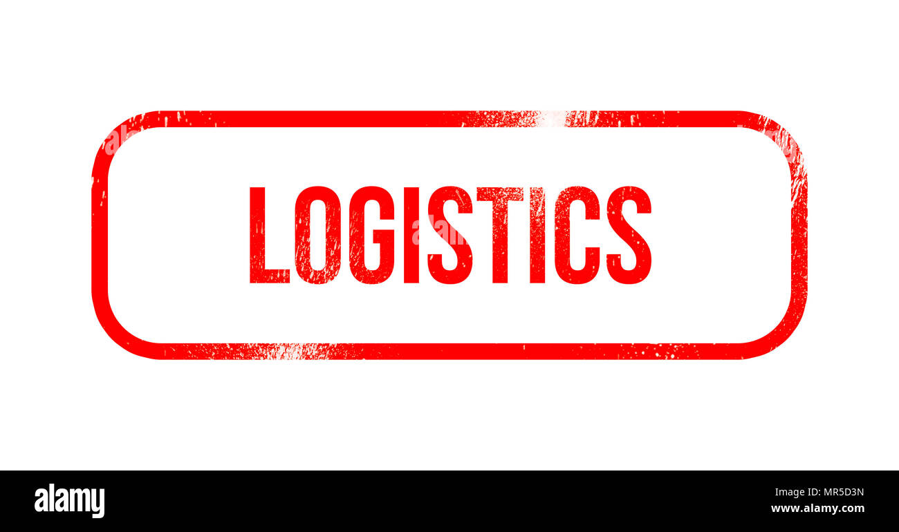 Logistics - red grunge rubber, stamp Stock Photo - Alamy