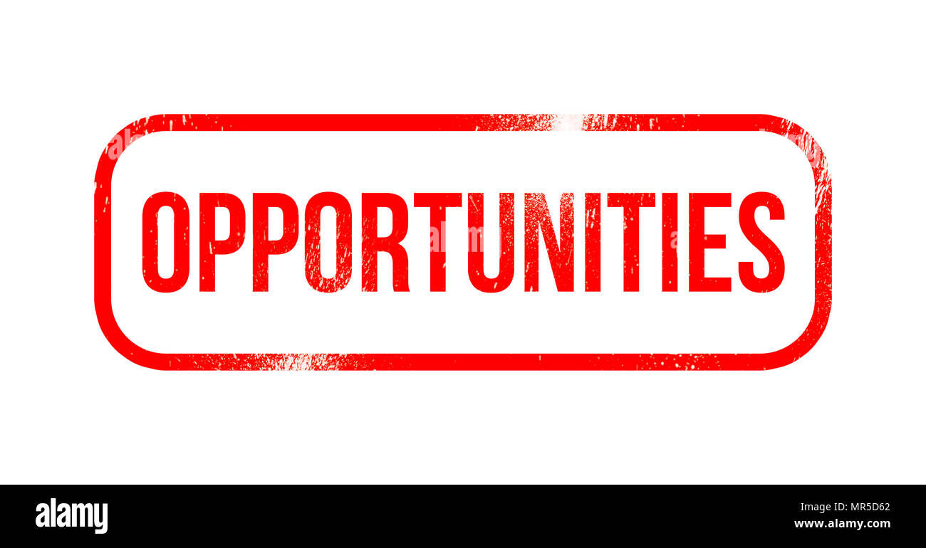 Opportunities - red grunge rubber, stamp Stock Photo - Alamy