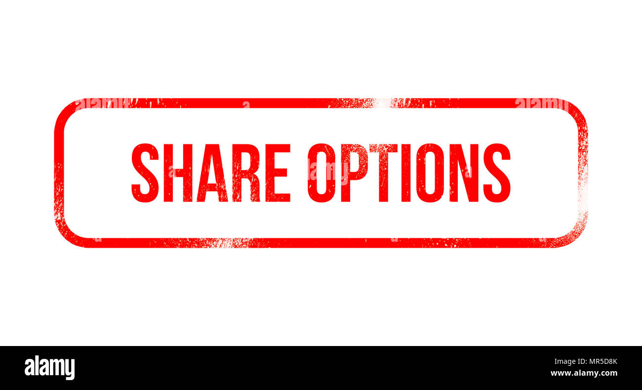 Share options - red grunge rubber, stamp Stock Photo - Alamy