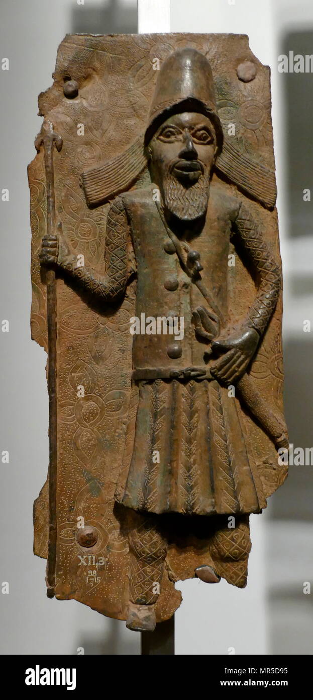 Benin Bronze metal plaque that decorated the royal palace of the Benin ...