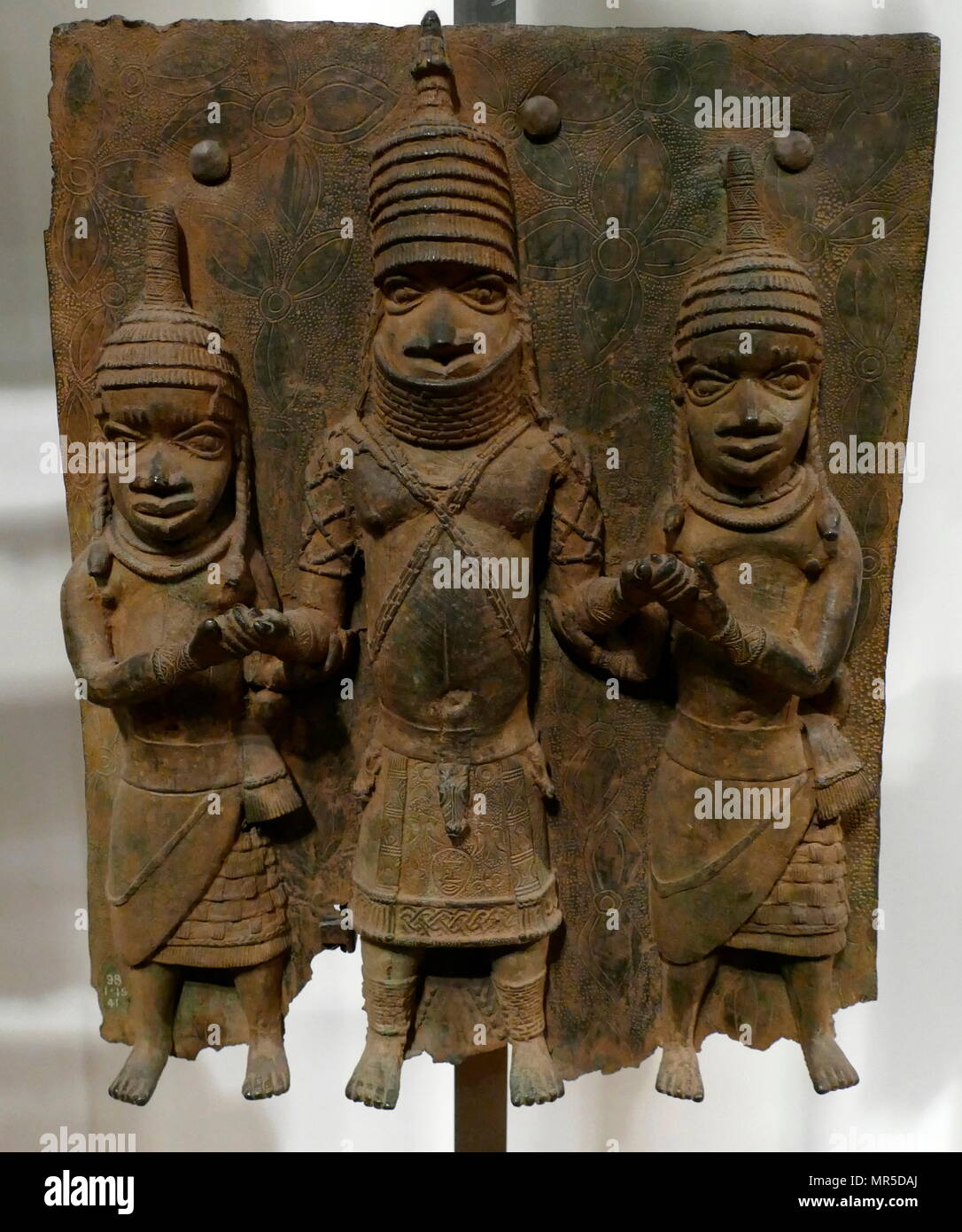 Benin Bronze metal plaque that decorated the royal palace of the Benin ...