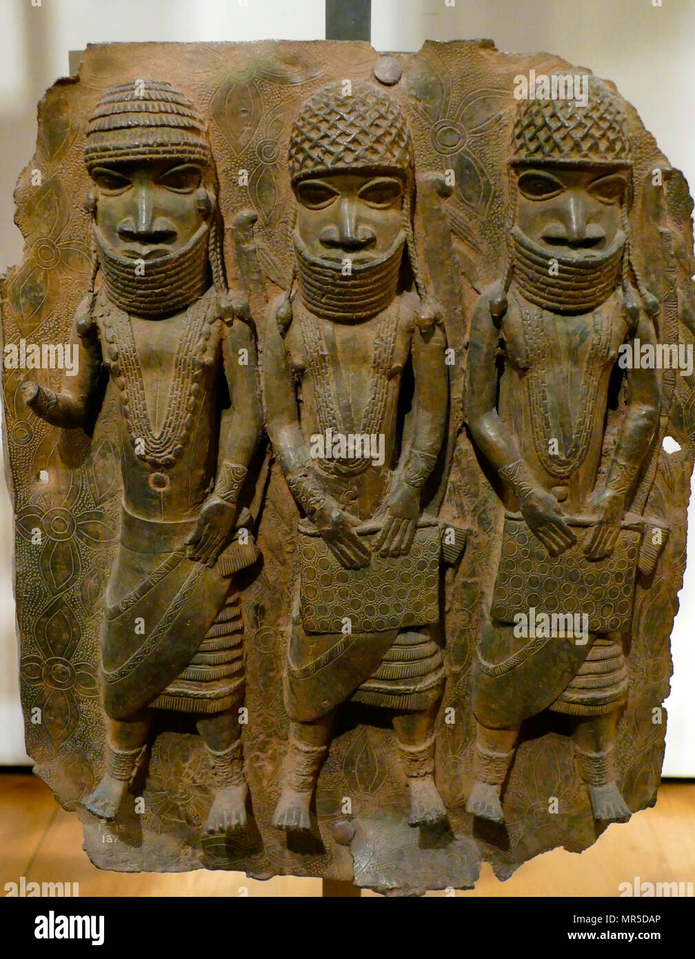 Benin Bronze metal plaque that decorated the royal palace of the Benin ...