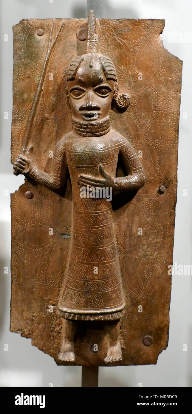 Benin Bronze metal plaque that decorated the royal palace of the Benin ...