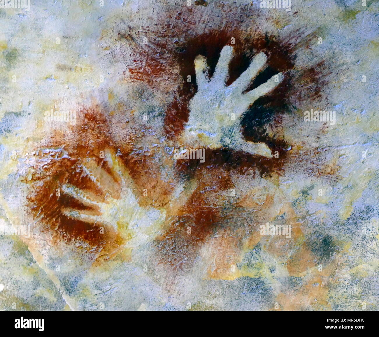 Replica painting from the Cave of Altamira (Cueva de Altamir) located ...