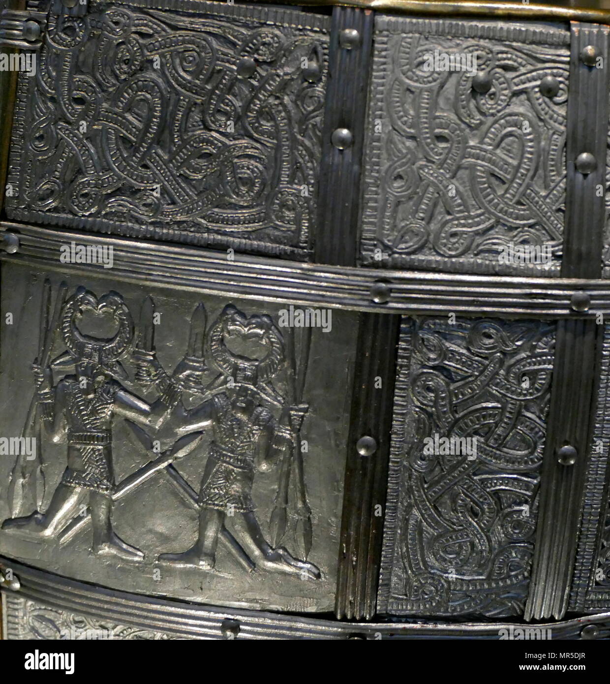 reconstruction of the Sutton Hoo helmet, a decorated Anglo-Saxon helmet ...