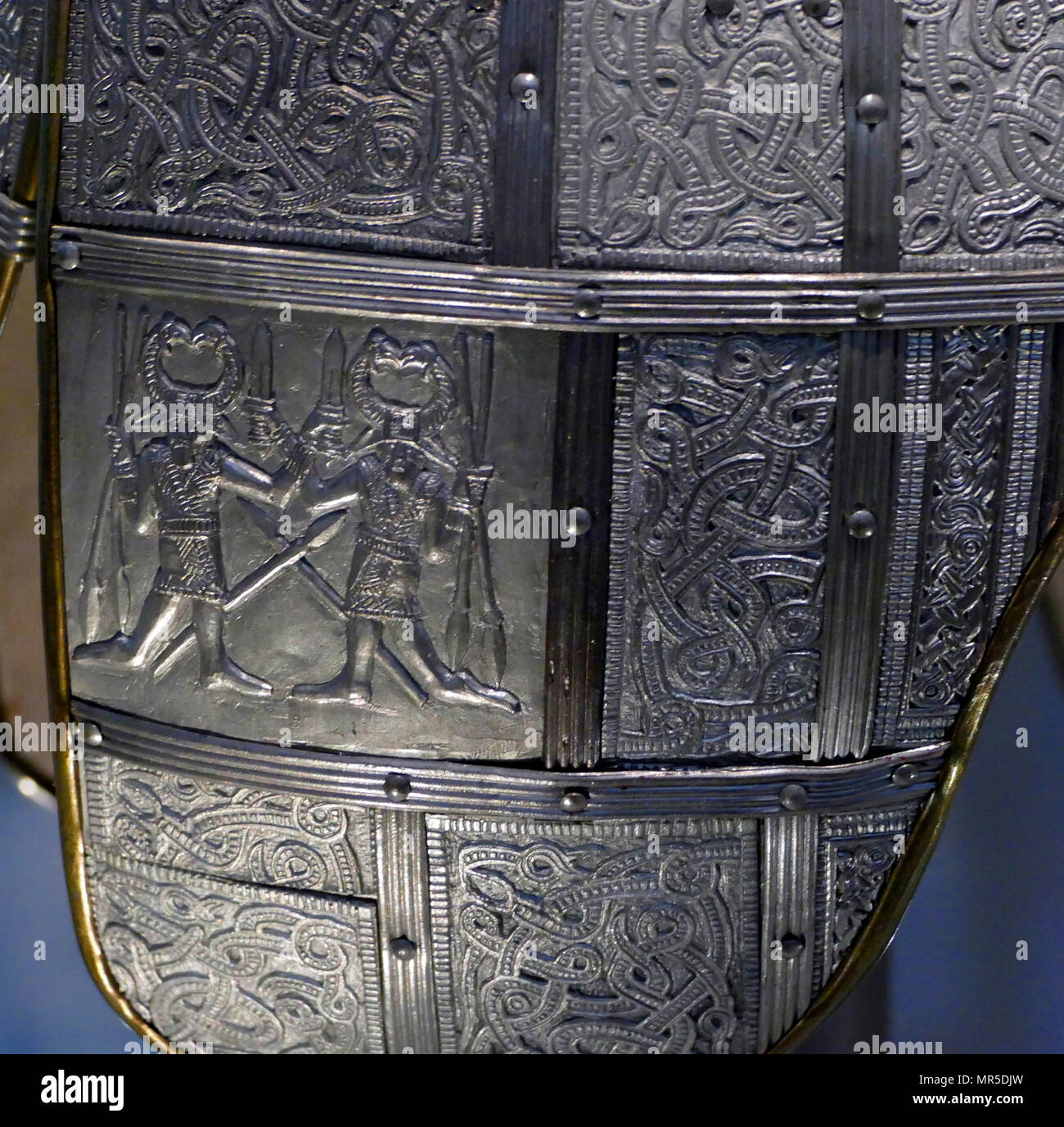 reconstruction of the Sutton Hoo helmet, a decorated Anglo-Saxon helmet ...