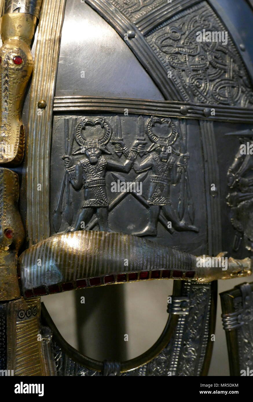 reconstruction of the Sutton Hoo helmet, a decorated Anglo-Saxon helmet ...