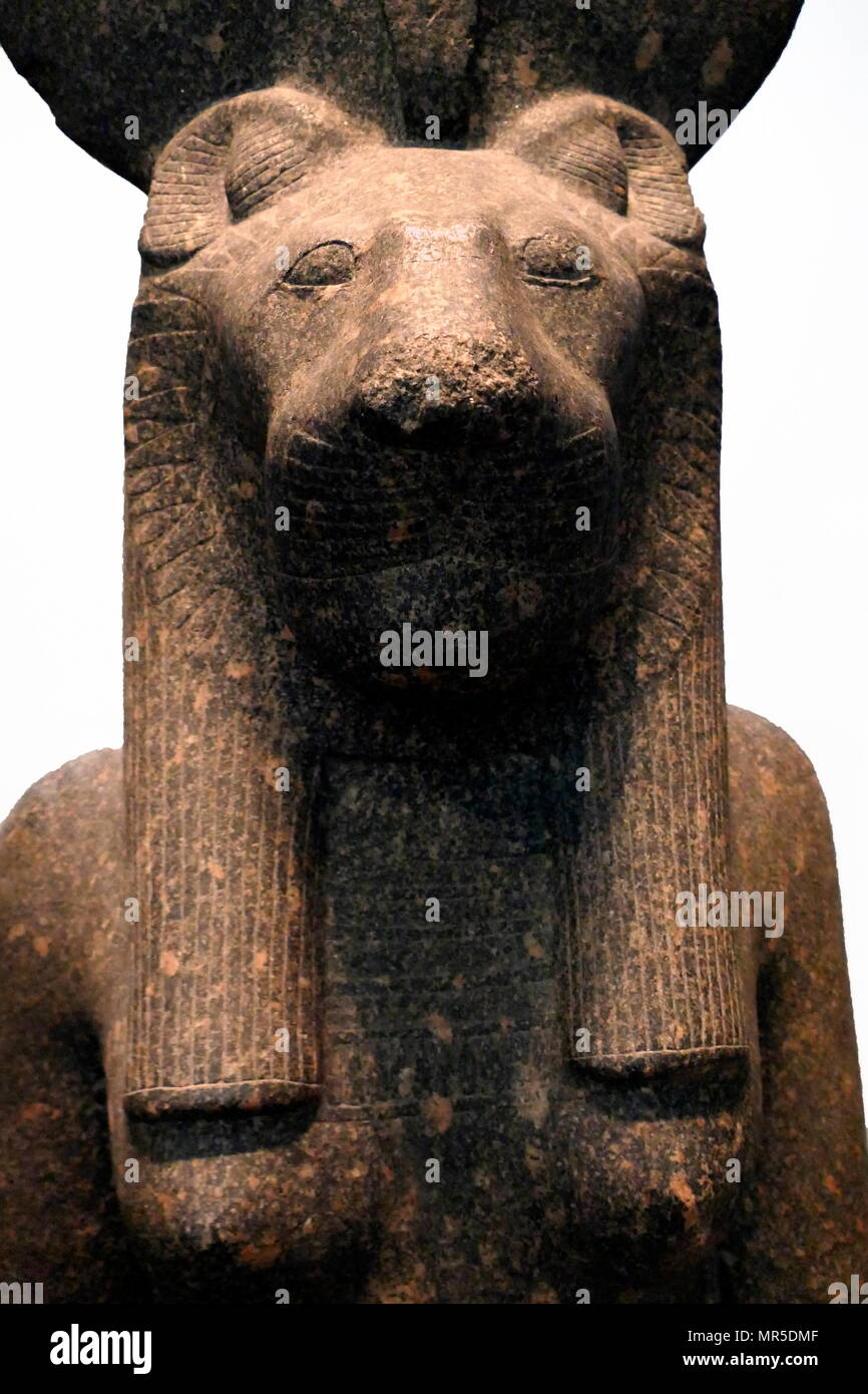 Black granite statue of the goddess Sakhmet, from the Temple of Mut ...