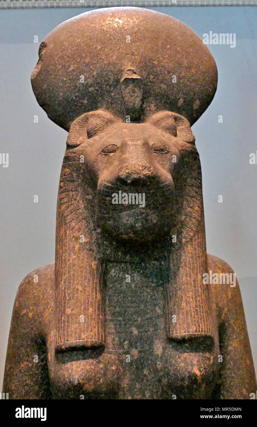 Black granite statue of the goddess Sakhmet, from the Temple of Mut ...