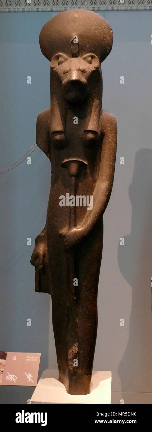 Black granite statue of the goddess Sakhmet, from the Temple of Mut ...