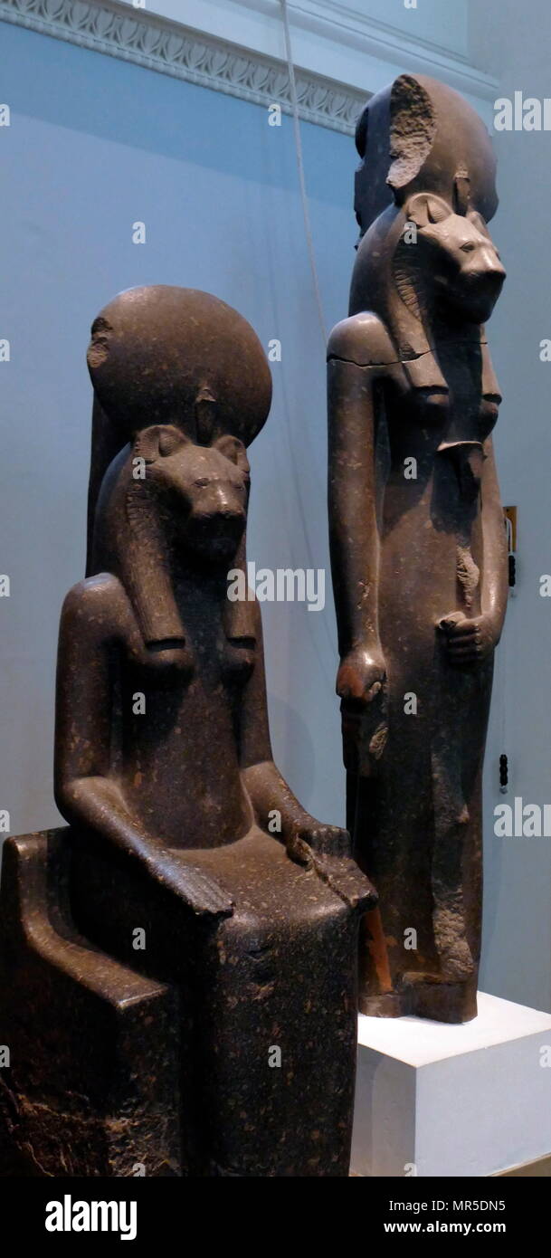 Black granite statue of the goddess Sakhmet, from the Temple of Mut ...