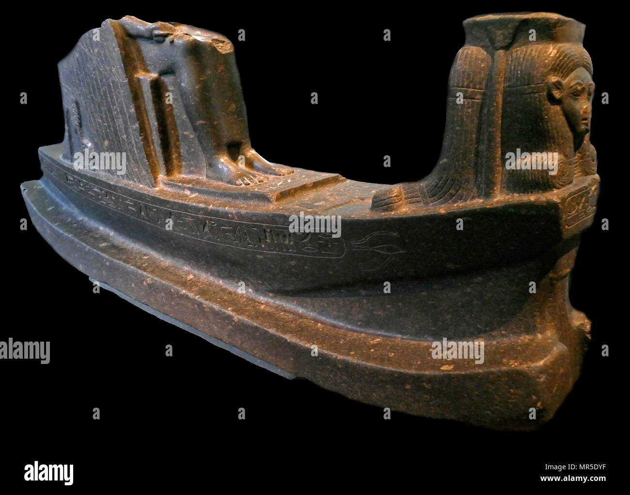Statue of a sacred boat dedicated to Mutemwiya - circa 1400 BC, black ...