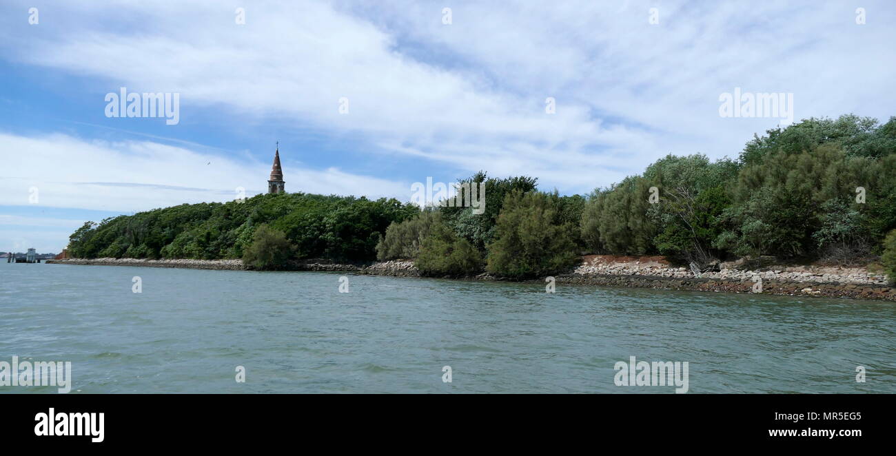 The abandoned Poveglia island, outside Venice, in the Venetian Lagoon ...