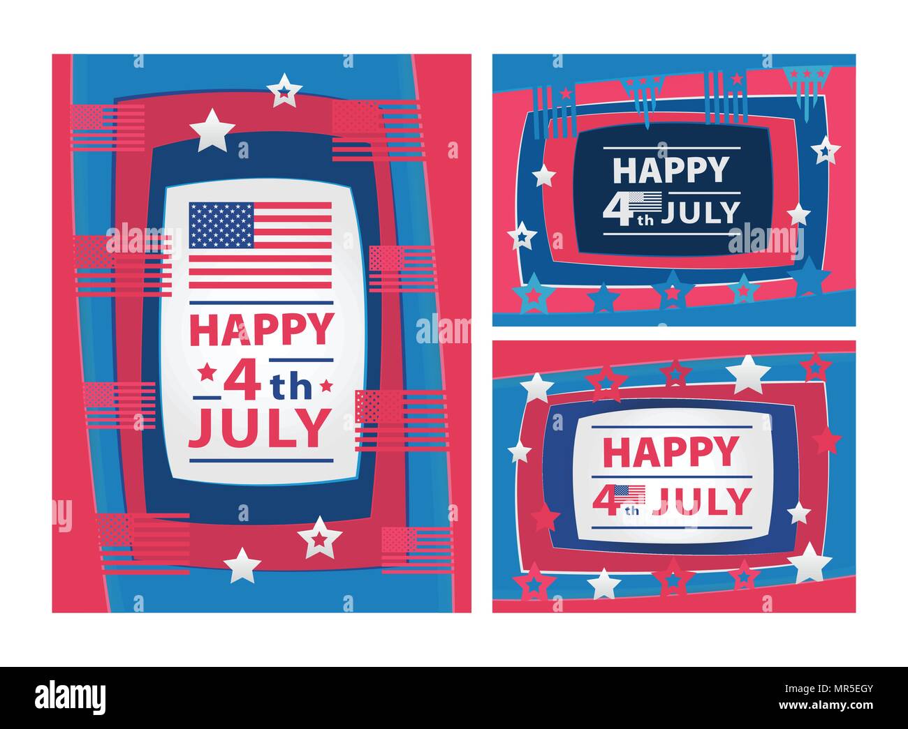 Happy 4th of July Abstract illustration with paper cut shapes Stock ...