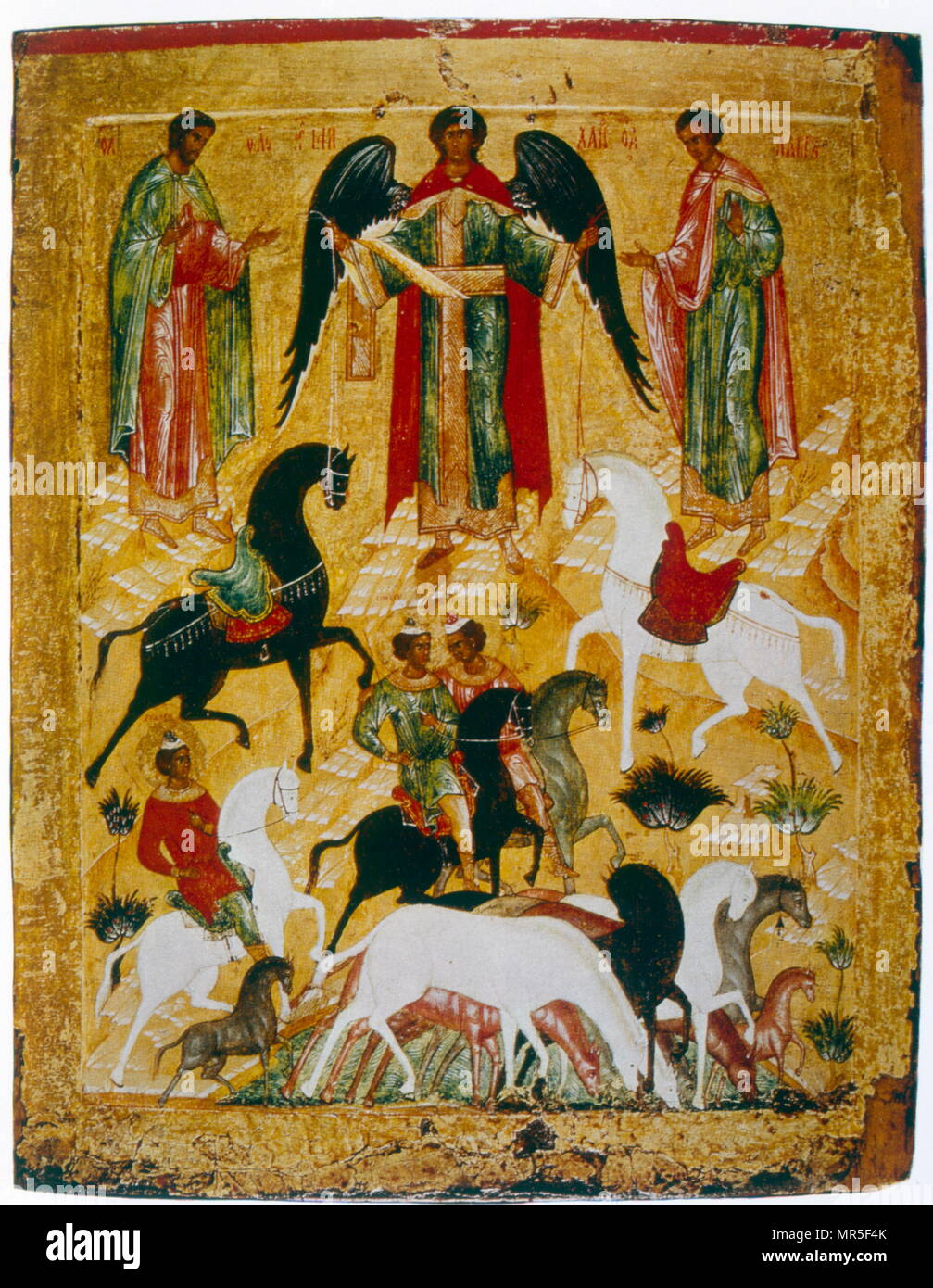 15th century russian icon miracle florus laurus tempera on panel hi-res ...