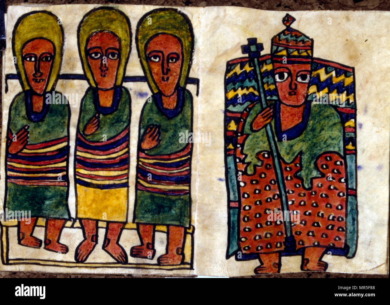 19th century Ethiopian Coptic Christian prayer book. Illustration ...