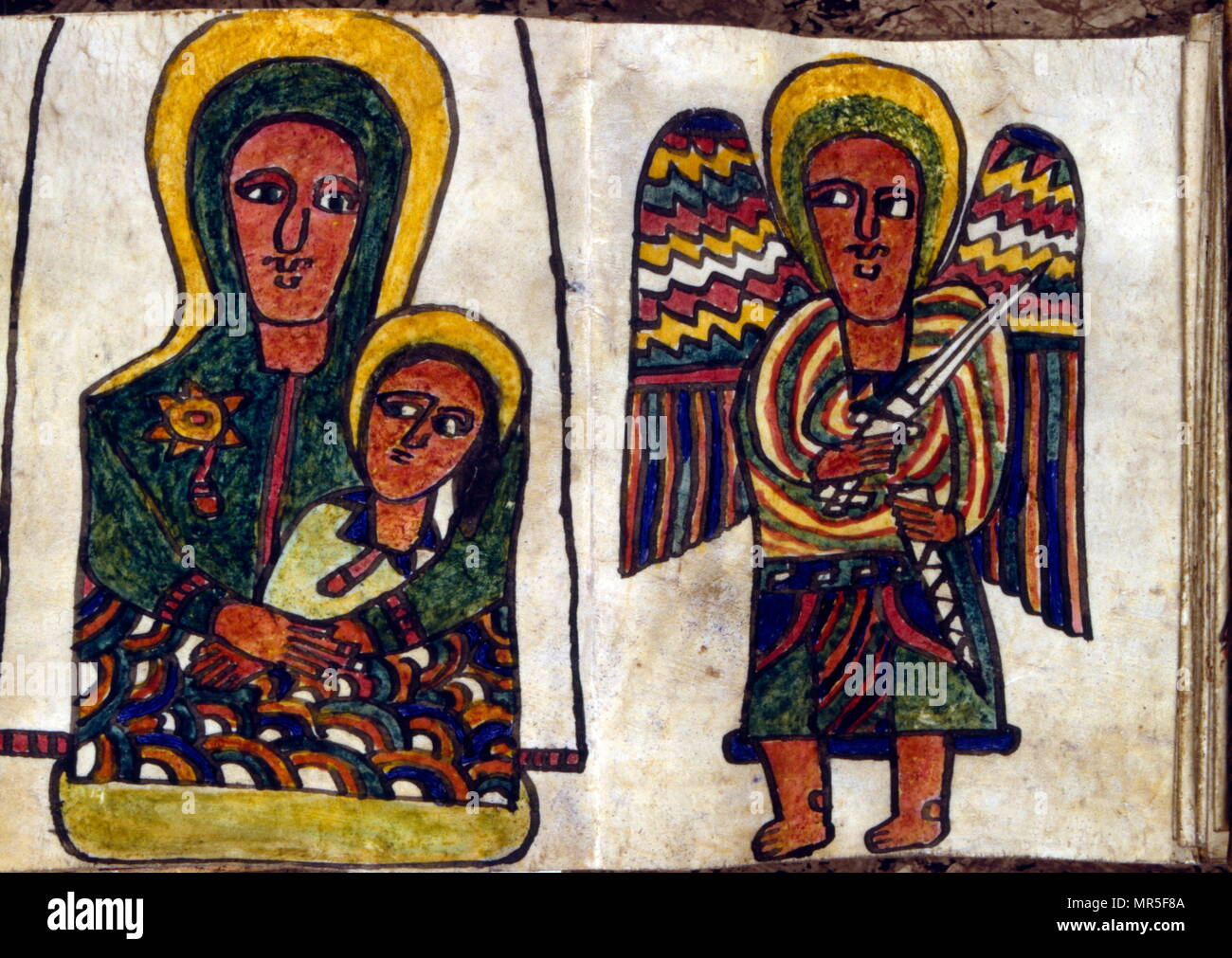 19th century Ethiopian Coptic Christian prayer book. Illustration ...