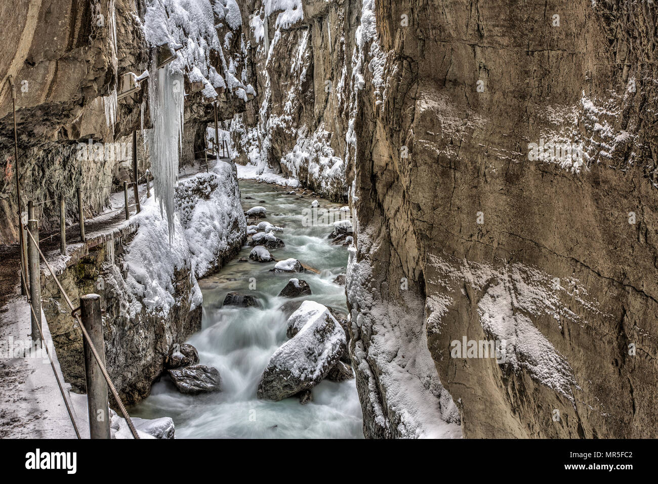 Winter in Bavaria - Partnach Gorge. Winter in Bayern - Partnachklamm ...