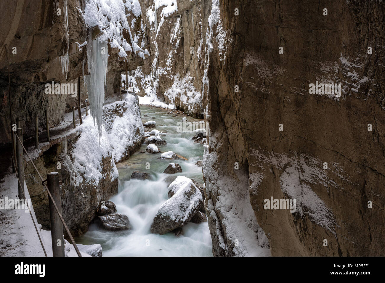 Winter in Bavaria - Partnach Gorge. Winter in Bayern - Partnachklamm ...