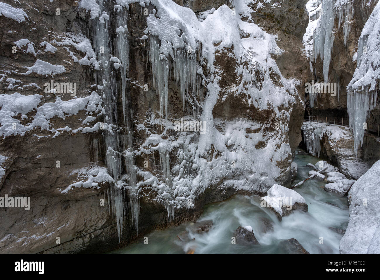 Winter in Bavaria - Partnach Gorge. Winter in Bayern - Partnachklamm ...