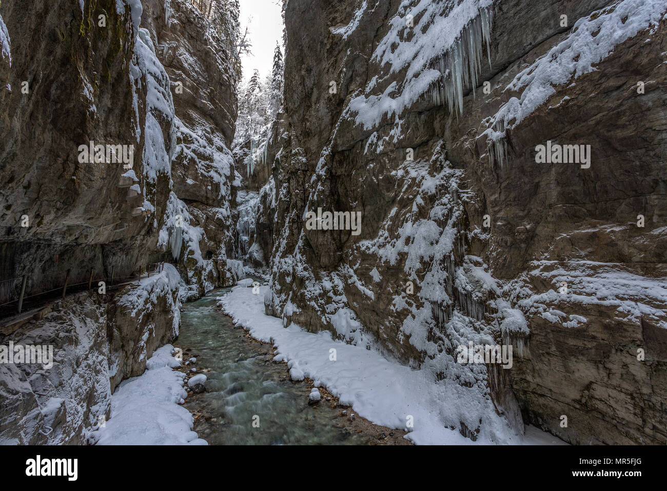 Winter in Bavaria - Partnach Gorge. Winter in Bayern - Partnachklamm ...