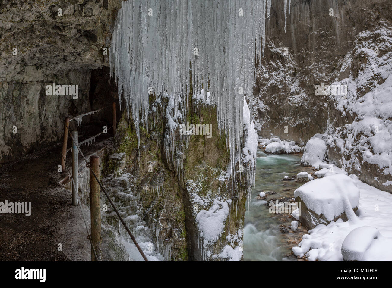 Winter in Bavaria - Partnach Gorge. Winter in Bayern - Partnachklamm ...
