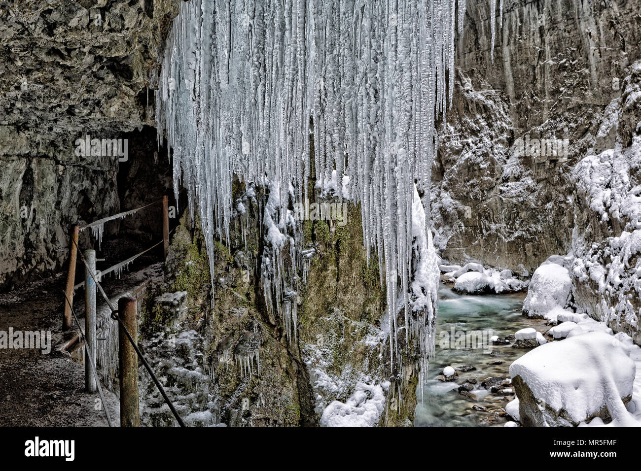Winter in Bavaria - Partnach Gorge. Winter in Bayern - Partnachklamm ...