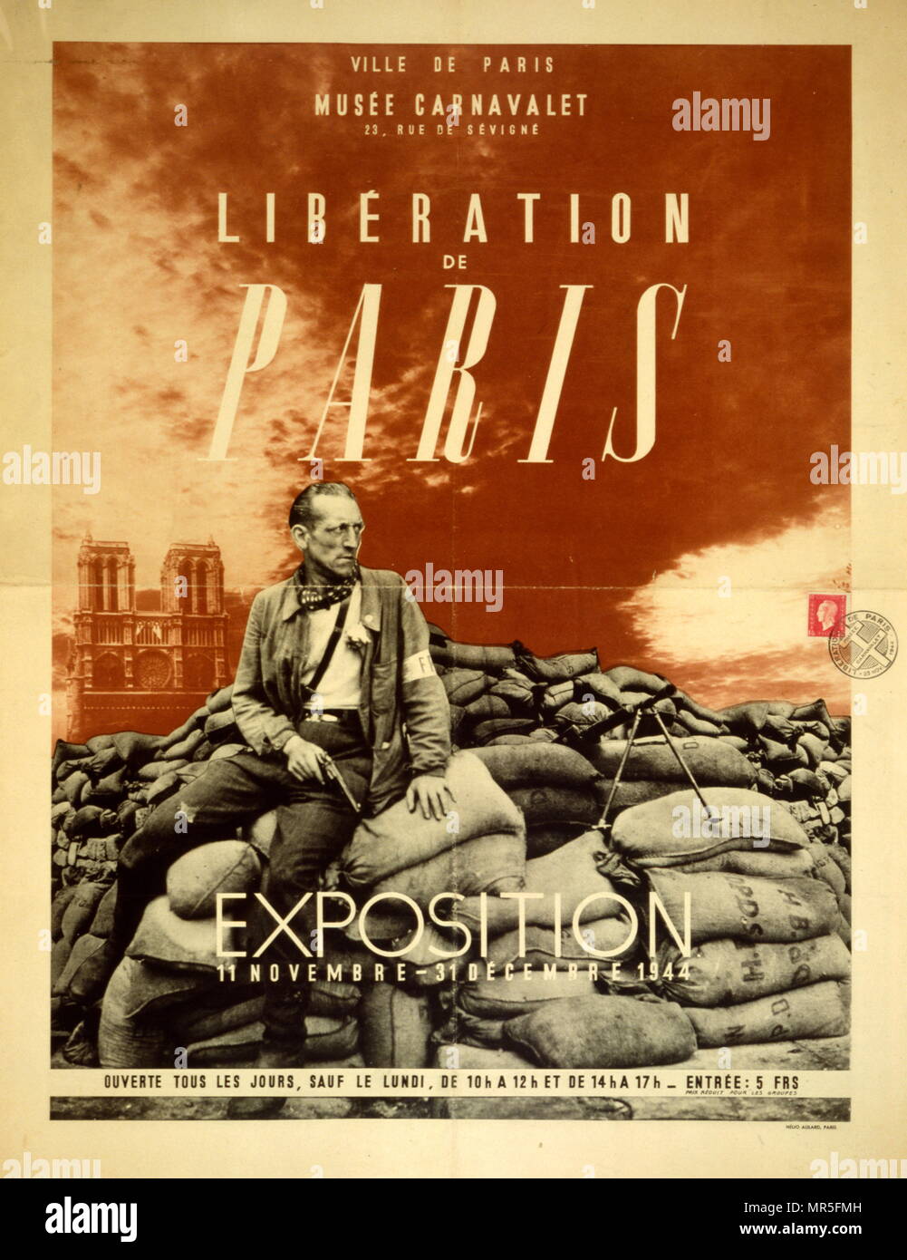 French propaganda poster announcing an exhibition in 1944, marking the ...