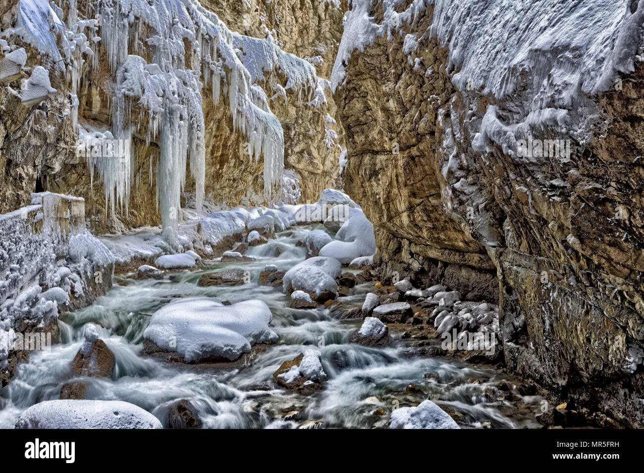 Winter in Bavaria - Partnach Gorge. Winter in Bayern - Partnachklamm ...