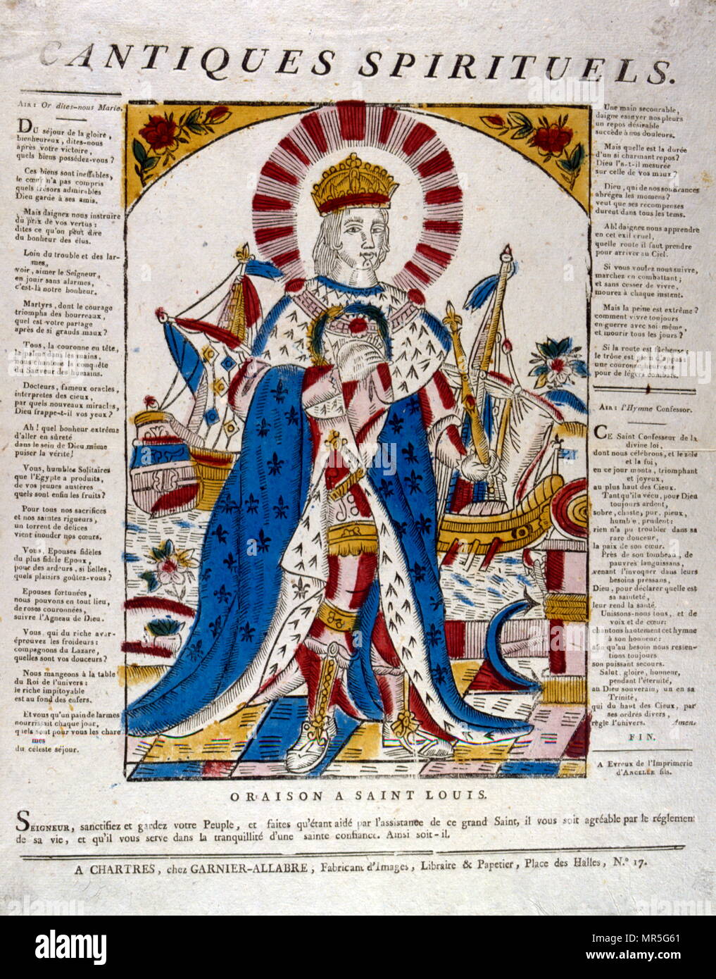 French 19th century illustration depicting Louis IX (25 April 1214 – 25 ...