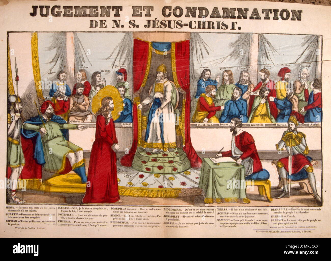 French 19th century illustration depicting the condemnation of Christ ...