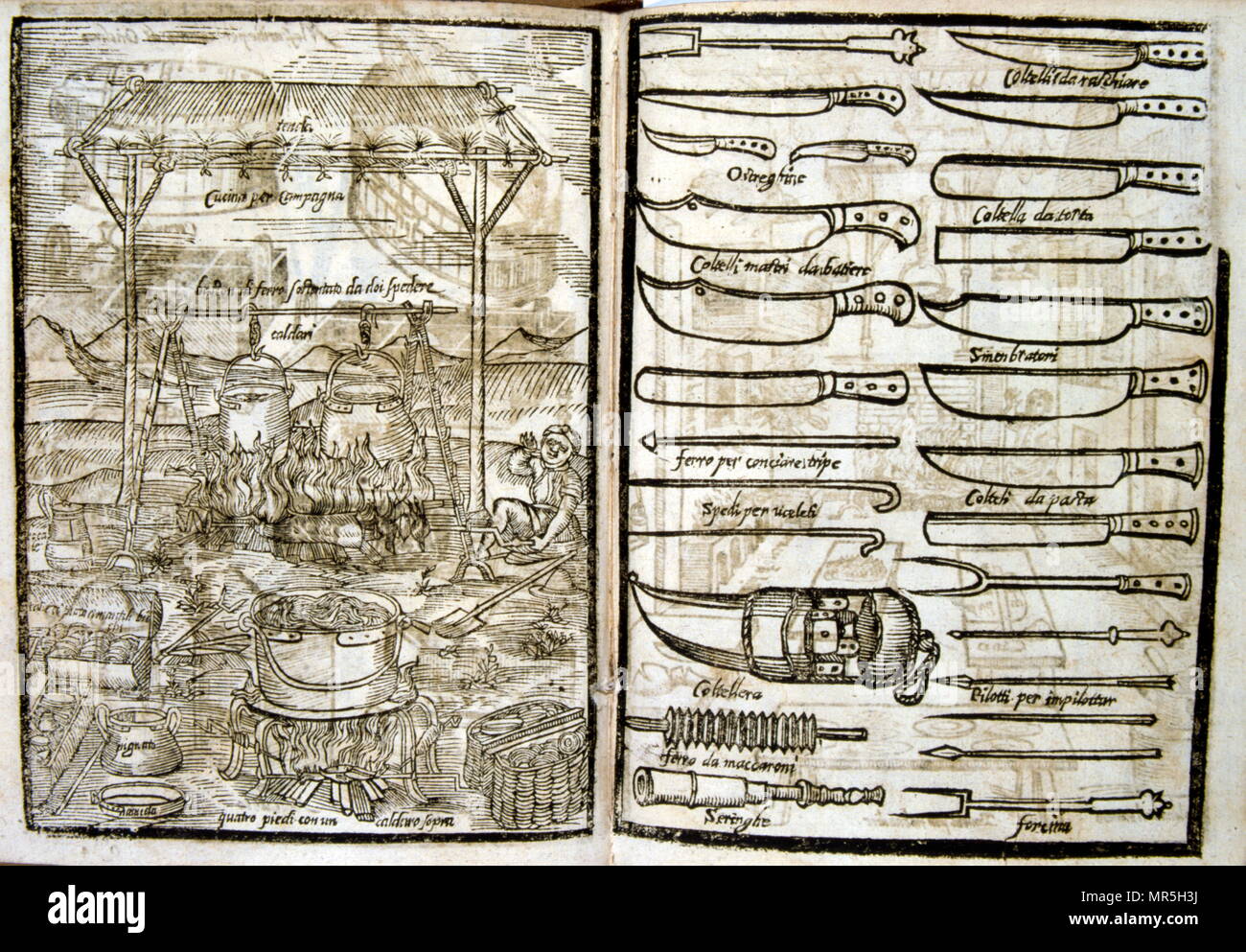 Woodcut illustrations of a renaissance kitchen and equipment. From ...