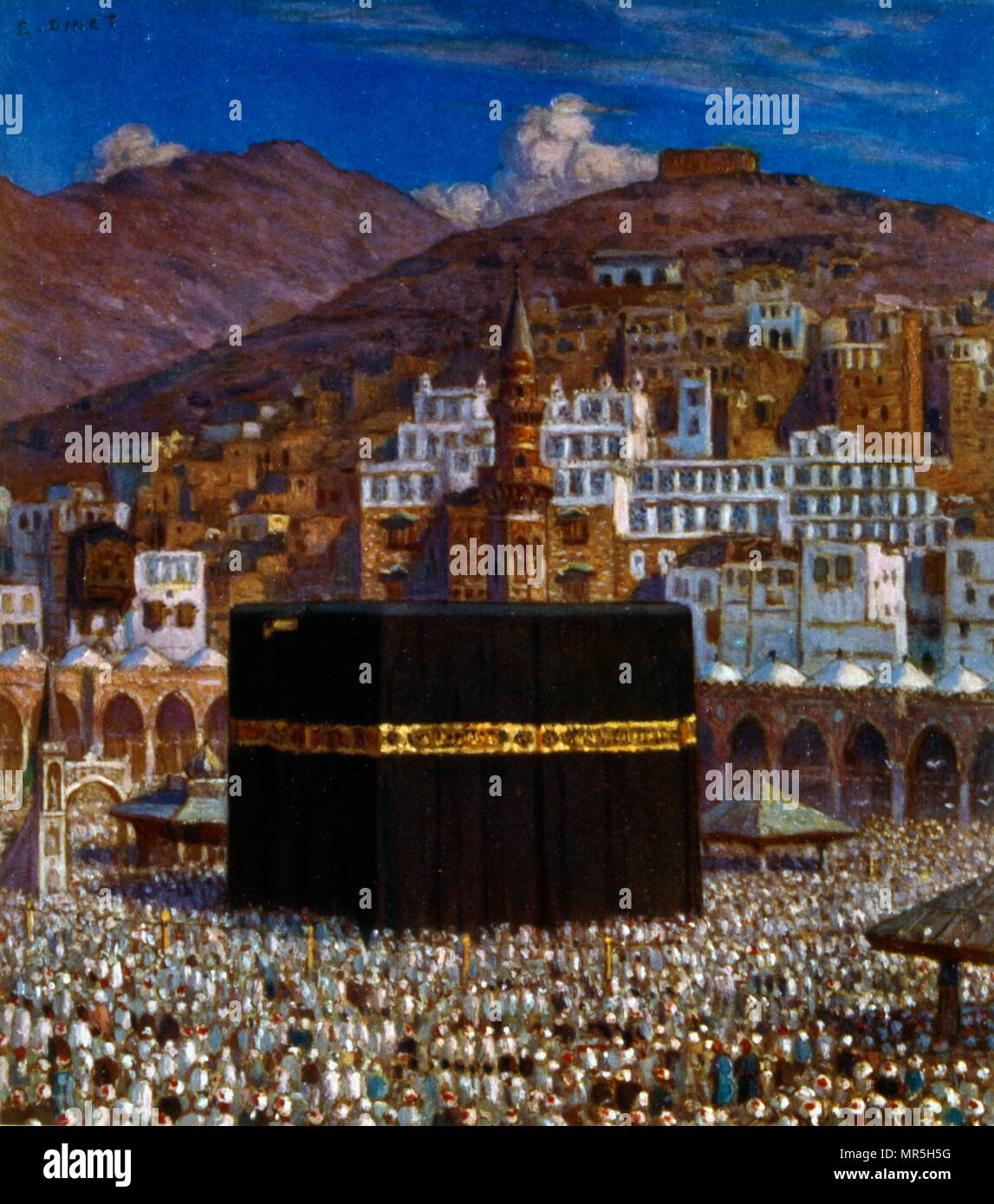 Moslem pilgrims at the Kabbah in Mecca, by Nasreddine Dinet (Alphonse ...