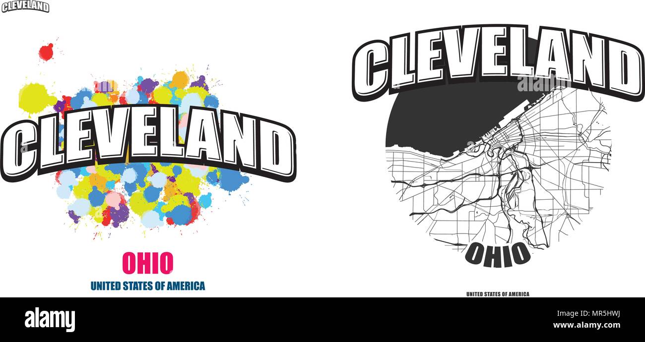 Cleveland, Ohio, logo design. Two in one vector arts. Big logo with ...