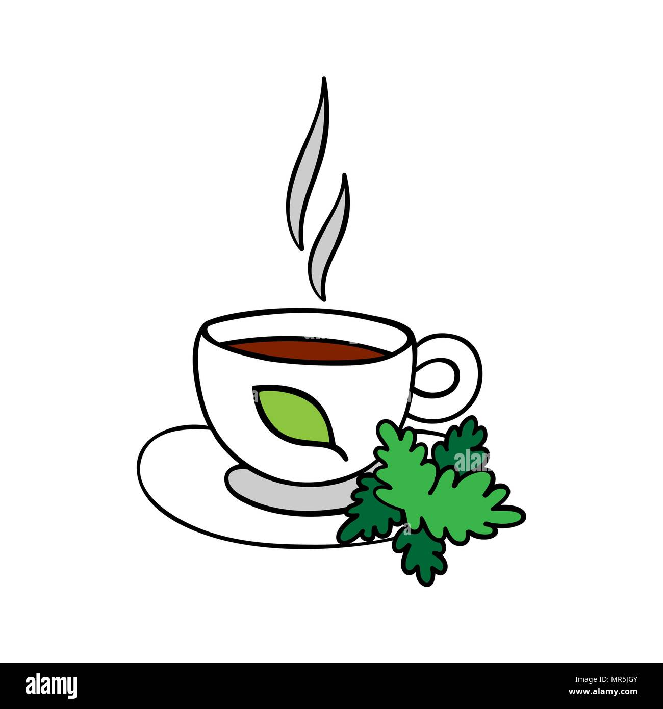 Cartoon cup of tea isolated on white background Stock Vector Image ...