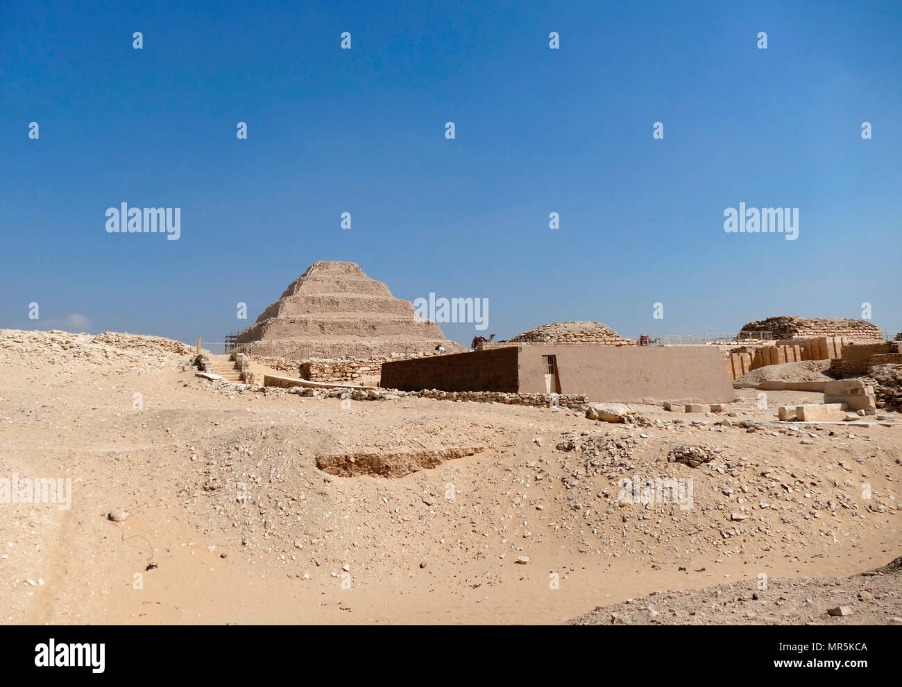 Step Pyramid and funerary complex of Djoser, at Saqqara, Egypt. Saqqara was an ancient burial ...