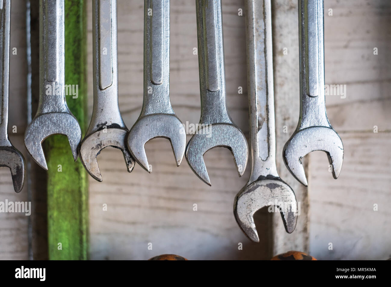 Old hand tools against a wall hi-res stock photography and images - Alamy