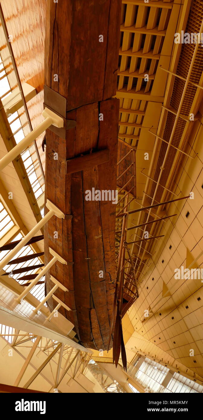 The Khufu ship, (Solar Ship), from Ancient Egypt, was sealed into a pit ...