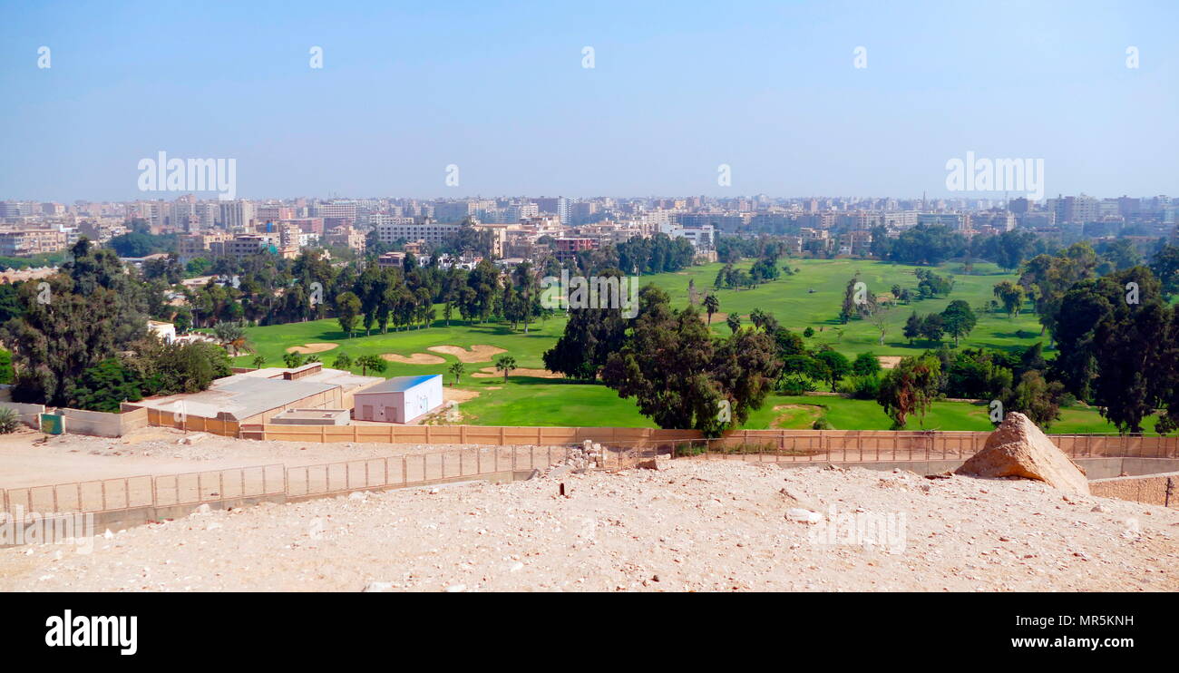 Golf course overlooking the City of Giza, West of Cairo, Egypt Stock ...