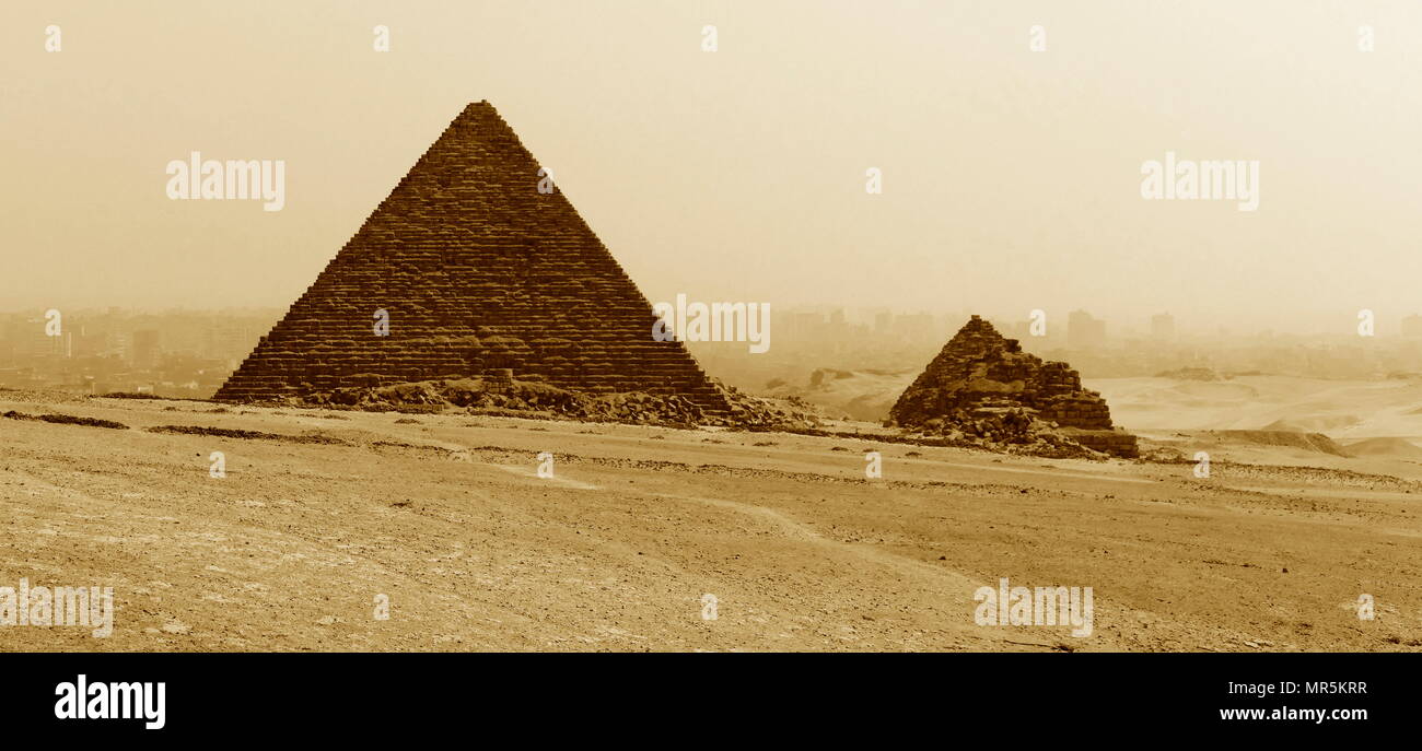 The Pyramid of Menkaure, on the Giza Plateau, Cairo, Egypt, is the ...