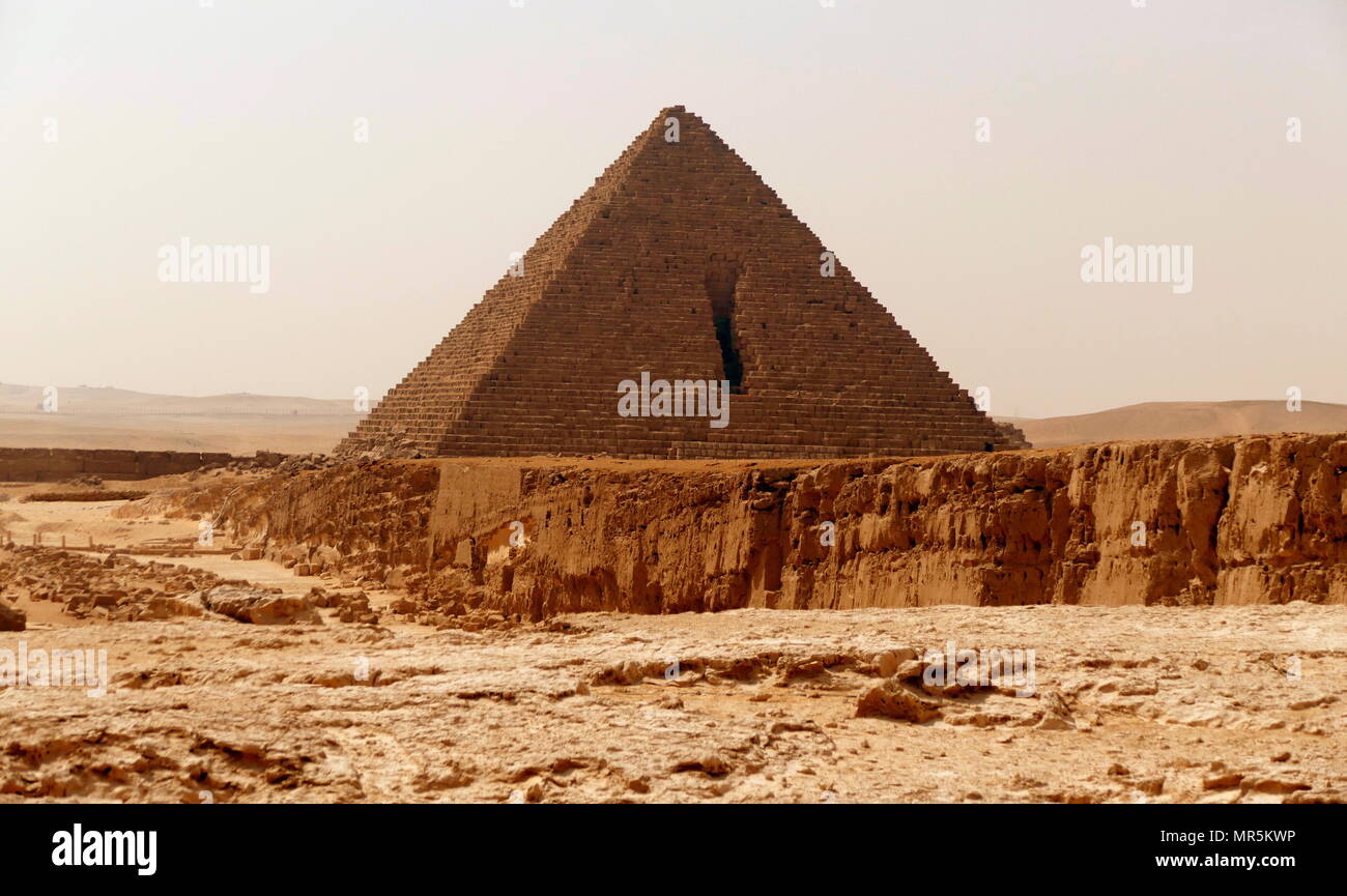 The Pyramid of Menkaure, on the Giza Plateau, Cairo, Egypt, is the ...