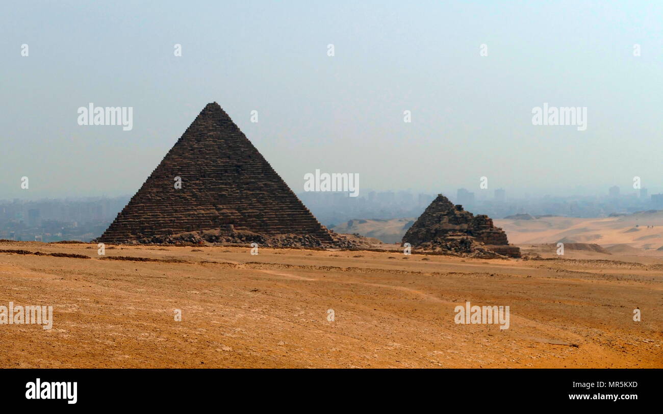 The Pyramid of Menkaure, on the Giza Plateau, Cairo, Egypt, is the ...